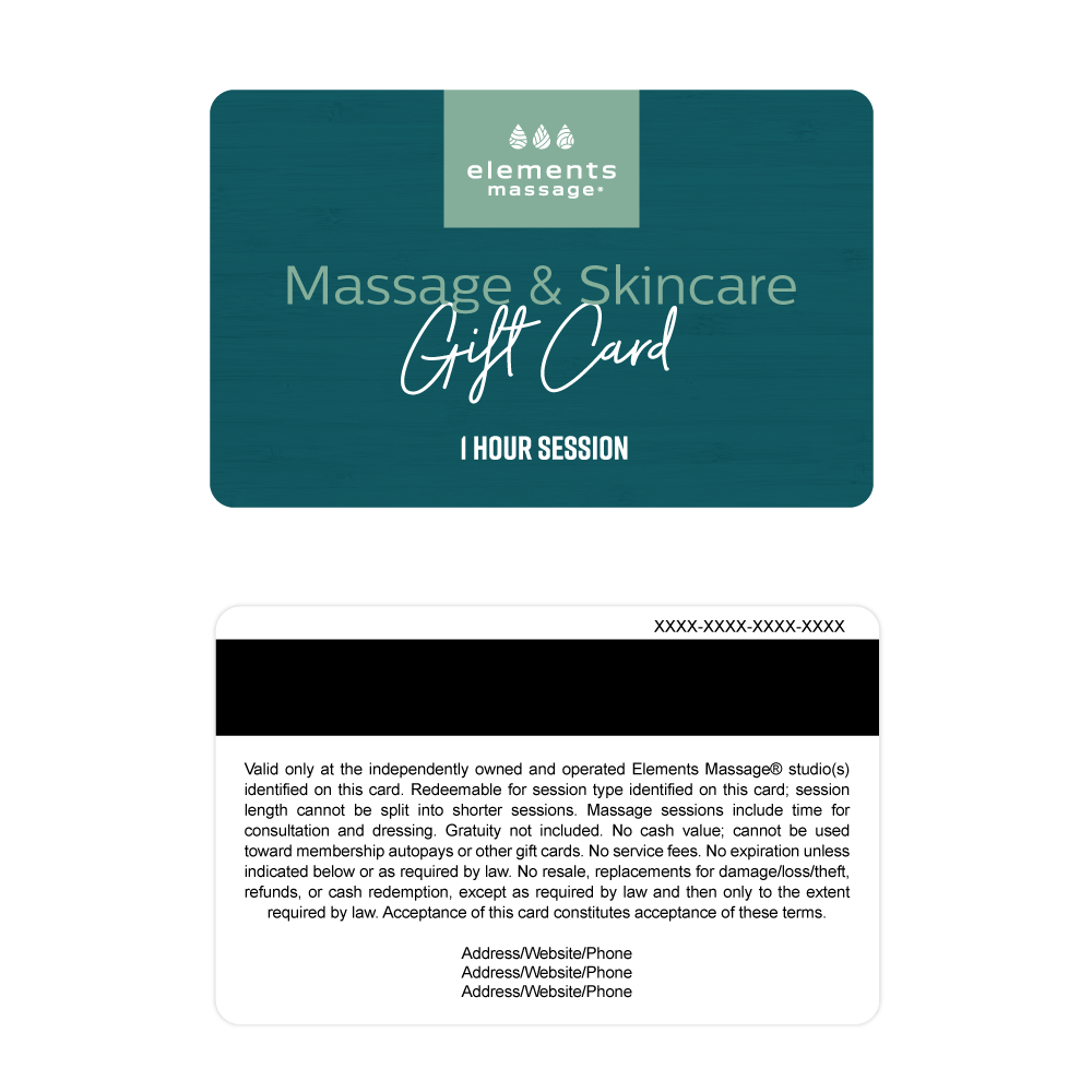 Skincare Gift Cards - 1 Hour Session – Elements Massage Gift Cards